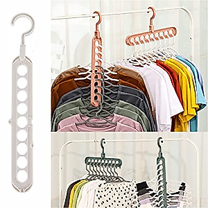 White Magic Hangers Space Saving Clothes Hangers,Closet Organizers and Storage,Smart Space Saver Sturdy Plastic Hangers with 9 Holes for Heavy Clothes,College Dorm Room Essentials For Wardrobe 10 Pack