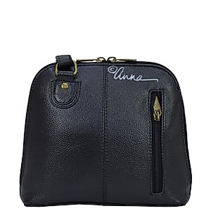 Anna by Anuschka Women's Leather Small Zip-Around Handbag, Multi Compartment Organizer, Butterfly Black
