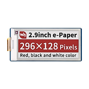waveshare 2.9inch e-Paper Display Module for Raspberry Pi Pico, Red Black White Three Colors 296×128 Pixels E-Ink LCD Screen, SPI Interface Wide Viewing Angle, Paper-Like Effect