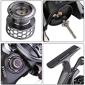 Sougayilang Fishing Reel 13+1BB Light Weight Ultra Smooth Aluminum Spinning Fishing Reel with Free Spare Graphite Spool (XY1000)