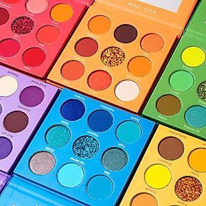 MAKI YIKA Green Eyeshadow Palette, 9 Color Green Eye Shadow Makeup Palette for Women, Matte Shimmer Glitter Eyeshadows Rich Pigmented & Ultra Blendable & Long Lasting (9color)