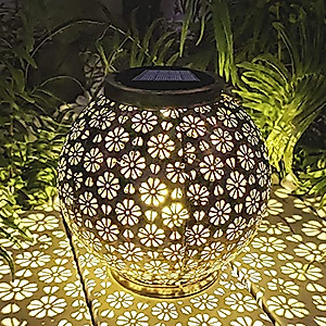 Solar Lantern Outdoor Hanging Lights 2022 New Version Largest and Brightnest Solar Lights Waterproof Metal Table Lamp for Garden, Yard, Tabletop, Patio, Lawn Decorative