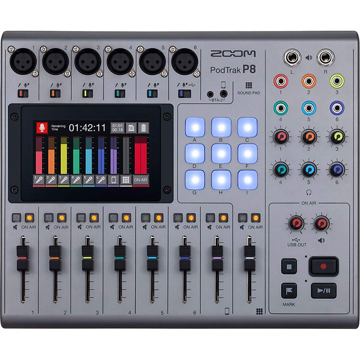 Zoom PodTrak P8 Portable Multitrack Podcast Recorder Bundle with 4X Zoom ZDM-1 Podcast Mic Pack