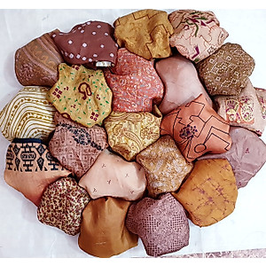 VINTAGEFABULOZ 15 Pcs 12"*20" Vintage Silk Sari Brown Fabric Scrap Remnant's for Journal Scrapbook Craft Project Jewelry Applique DIY Gift Wrap