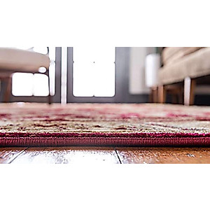 Unique Loom Voyage Collection Traditional Oriental Classic Intricate Floral Design Area Rug, 4 ft x 6 ft, Red/Ivory