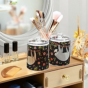 xigua 2 Pack Sloth Qtip Holder Dispenser with Lids 14 oz Bathroom Storage Organizer Set,Clear Apothecary Jars Food Storage Containers for Tea,Coffee,Cotton Ball,Cotton Swab,Floss