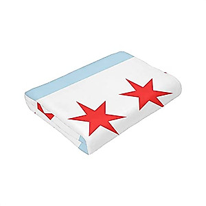 ZJHFSGMY Chicago City Flag Super Soft Warm Fleece Blanket, Comfortable Flannel Blanket, Four Season Blanket Suitable for Bedroom Bed and Sofa, White1, 60Inx50In