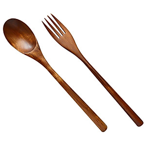 Abaodam 1 Set Wooden Fork and Spoon Wooden Forks Cake Spoon Wooden Spoons for Eating Wooden Food Spoon Wooden Teaspoons Mini Cake Forks Dessert Spoon Ice Cream Spoon Human Body Fruit