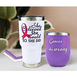 Breast Cancer Gifts for Women,Encouragement Gifts for Women,Christmas Gifts,She Believed She Could So She Did,Breast Cancer Tumbler,Breast Cancer Awareness Gifts for Women,Breast Cancer Survivor Gifts