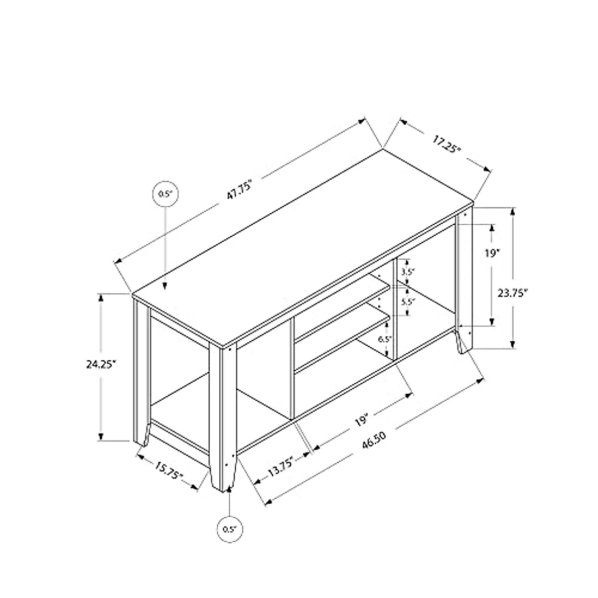 Monarch Specialties I 3564 Tv Stand, 48 Inch, Console, Media Entertainment Center, Storage Shelves, Living Room, Bedroom, Laminate, Grey, Contemporary, Modern