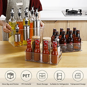 Refrigerator Organizer Bins, Clear Pantry Organization and Storage with Cutout Handles, Set Of 6 Stackable Plastic Freezer Organizer Bins for Fridge, Cabinet, Kitchen Countertops - BPA Free