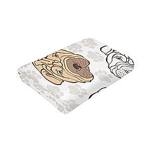 Brown White Shar Pei Throw Blanket All Year Round Light Weight Warm Super Soft Plush for Air-Conditioned Room Bedding Luxury Throw Blanket Blankets for Bedroom Living Rooms Sofa Couch