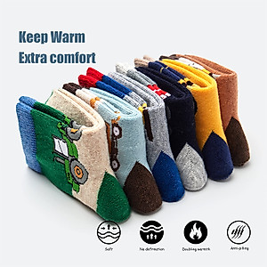 Moon Tree Little Boys Wool Socks Kids Warm Socks Winter Thermal Crew Socks 6 Pack 3-5 Years