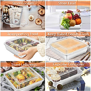 TeamFar Square Cake Pan with Lid (1 Pan & 1 Lid), 8 Inch Square Baking Pan Stainless Steel Cake Brownie Tin For Meal Prep Storage Transporting Food, Healthy & Sturdy, Dishwasher Safe