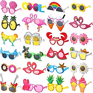 Flutesan 24 Pairs Luau Party Sunglasses Funny Hawaiian Tropical Glasses Beach Themed Party Supplies Decorations(Fresh)