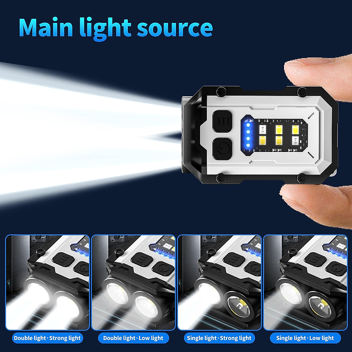 PINSAI Mini Keychain Flashlight with Clip, LED Magnetic EDC Key Chain Light for Mechanics with COB Sidelight, USB C Rechargeable Small Multi-Use Waterproof Light for Work Car Repair Emergency