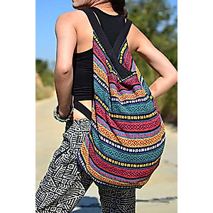 Luggage Hobo Crossbody Bag Shoulder Bag Travel Bag Messenger Bag Hippie Boho Bohemian Large Purse (Black)