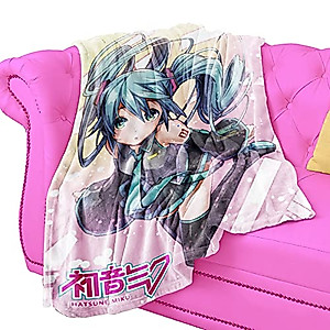 JUST FUNKY Vocaloid Fleece Blanket | 60” x 45” Inches | Featuring Hatsune Miku Blanket | Room Decor | Throw Blanket | Officially Licensed | My Figure Collection | Anime Merch | Anime Gifts