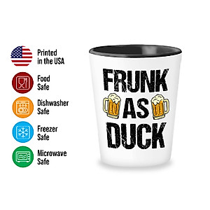 Flairy Land Funny Sarcasm Shot Glass 1.5oz - Frunk As Duck - Funny Alcoholics Cocktail Wine Beer Jokes Silly Drinker Adult Humor Laugh Gag Bestie