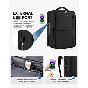 LOVEVOOK Travel Backpack for Women Men, Carry On Backpack 17Inch Laptop Backpacks Luggage Backpack Suitcase with Shoe Compartment with 6 Packing Cubes, with USB Port Flight Approved, Black