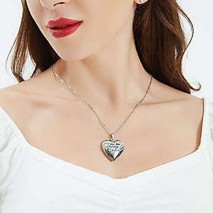 YOUFENG Love Heart Locket Necklace That Holds Pictures Engraved Always in My Heart Memories Photo Lockets (Moon & Back locket)