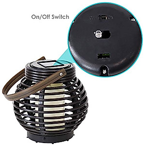 Sunnydaze Lerena Black Outdoor LED Hanging Solar-Powered Lantern with Candle - Plastic - 6-Inches Tall - Light Up Your Yard, Deck, Patio, Porch, or Garden