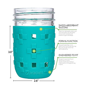 JarJackets Silicone Mason Jar Protector Sleeve - Fits 8oz REGULAR mouth Jelly Jars (4, Multicolor)