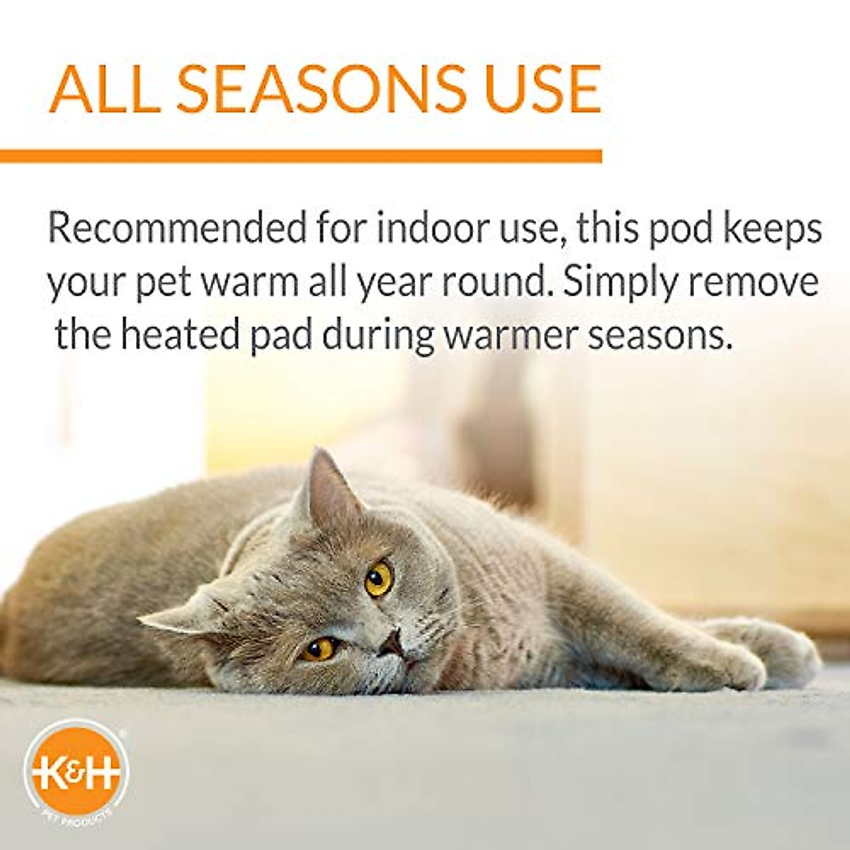 K&H PET PRODUCTS Thermo-Mod Dream Pod Heated Pet Bed 22 Inches Tan/Black