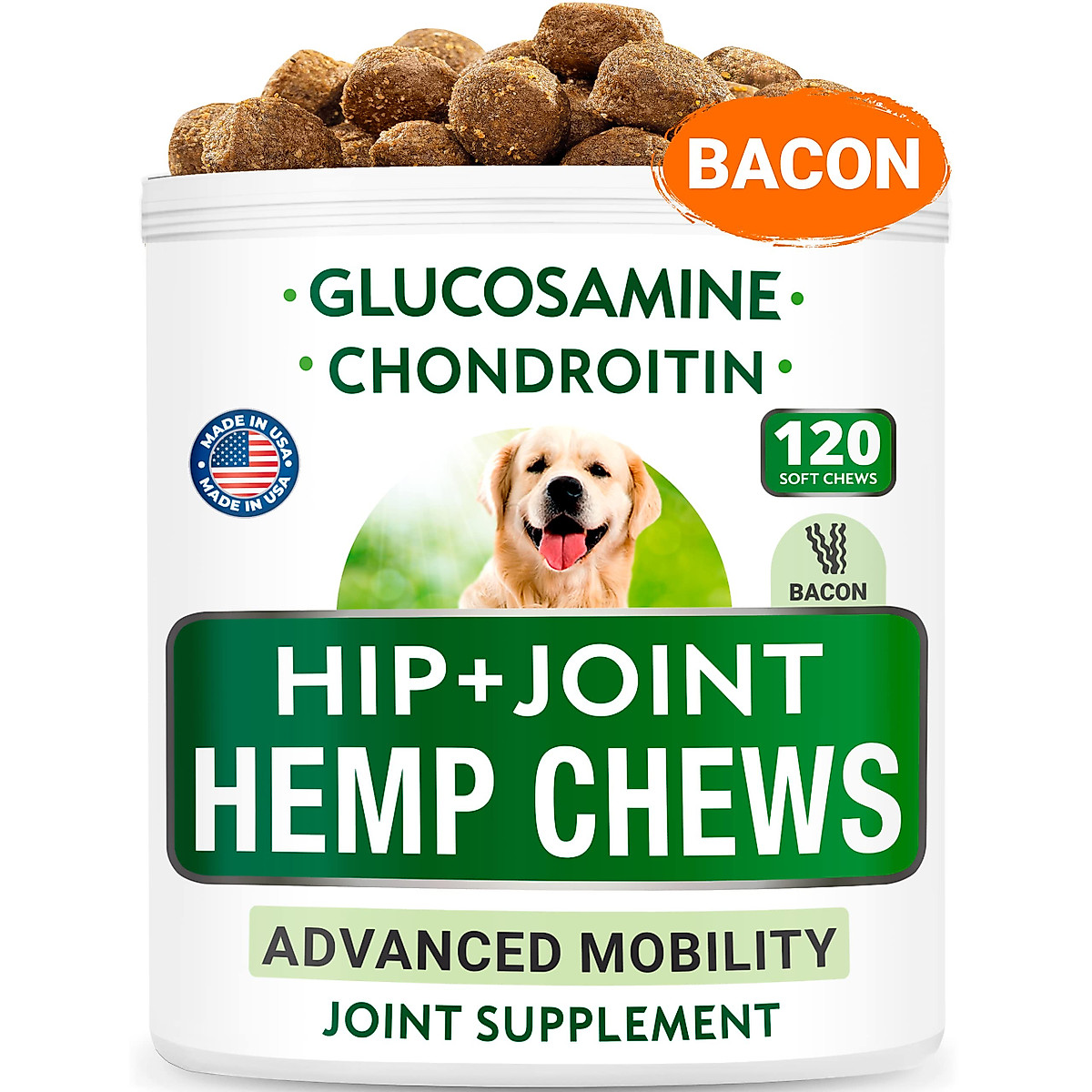 Hemp + Glucosamine + Probiotics Bundle - Joint Pain Relief + Upset Stomach Relief - Hemp Oil, Chondroitin w/MSM, Omega 3 + Digestive Enzymes, Prebiotics - Improve Digestion, Immunity - 120 +180 Chews