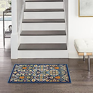 Nourison Allur Persian Navy Multicolor 2' x 3' Area -Rug, Easy -Cleaning, Non Shedding, Bed Room, Living Room, Dining Room, Kitchen (2x3)