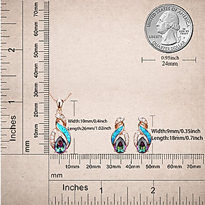 Hermosa Jewelry Sets for Women,Australian Created Opal Pendant Necklace Earrings Hypoallergenic Jewelry Mother's Day Christmas Gifts (JS2)