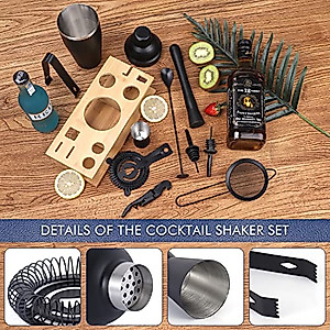 JNWINOG 11Pcs-Cocktail Shaker Set Black Bartending Kit 25oz Cocktail Bar Set Cocktail Mix Drink Making Kit Professional Bar and Home Drink Bar Tools for Bartender(Matte Black)