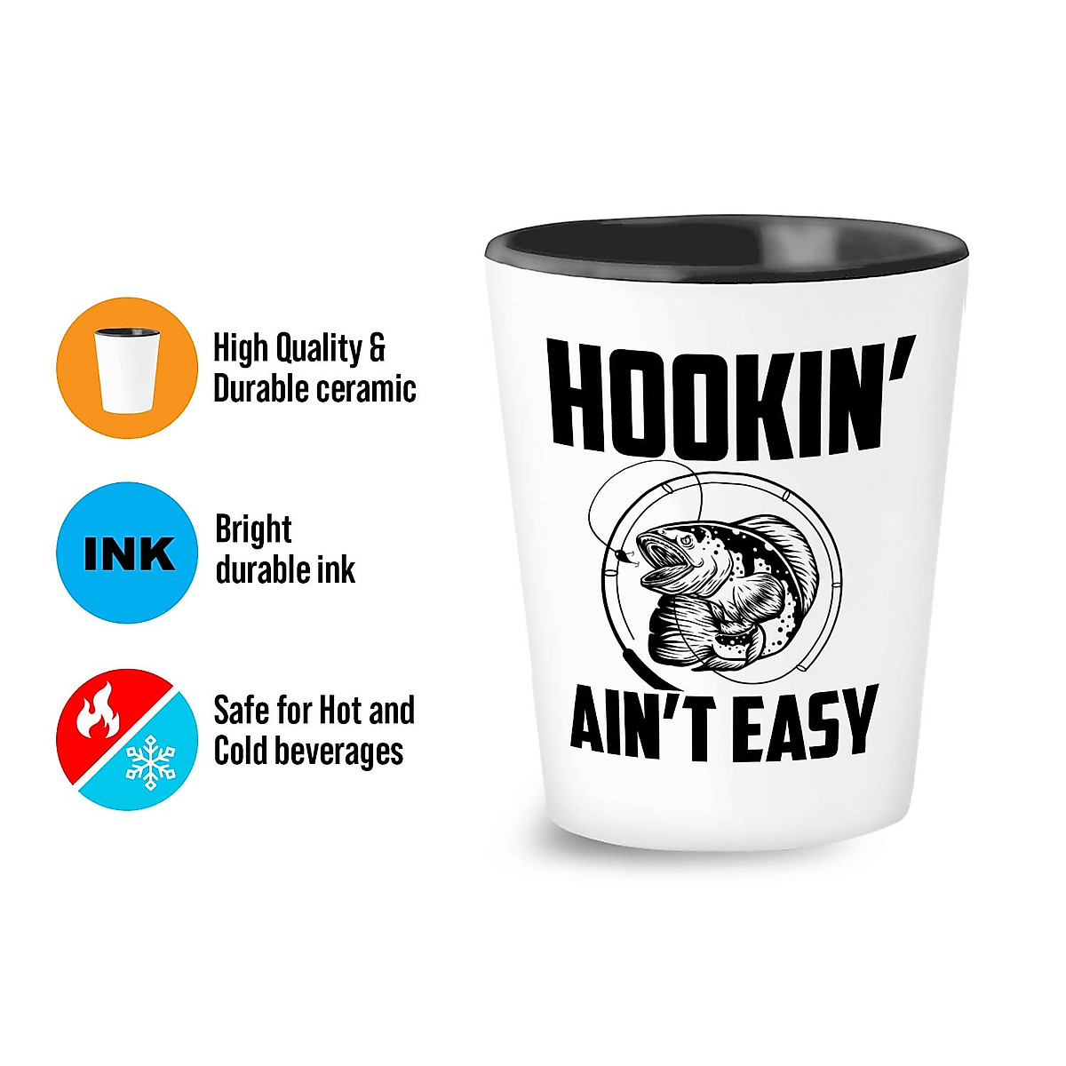 Bubble Hugs Fish Lover Shot Glass 1.5oz - Bite Me - Fishing Catching Fishes Fantail Ranchu Ocean River Catfish Arowana Lionfish Shark Vacation