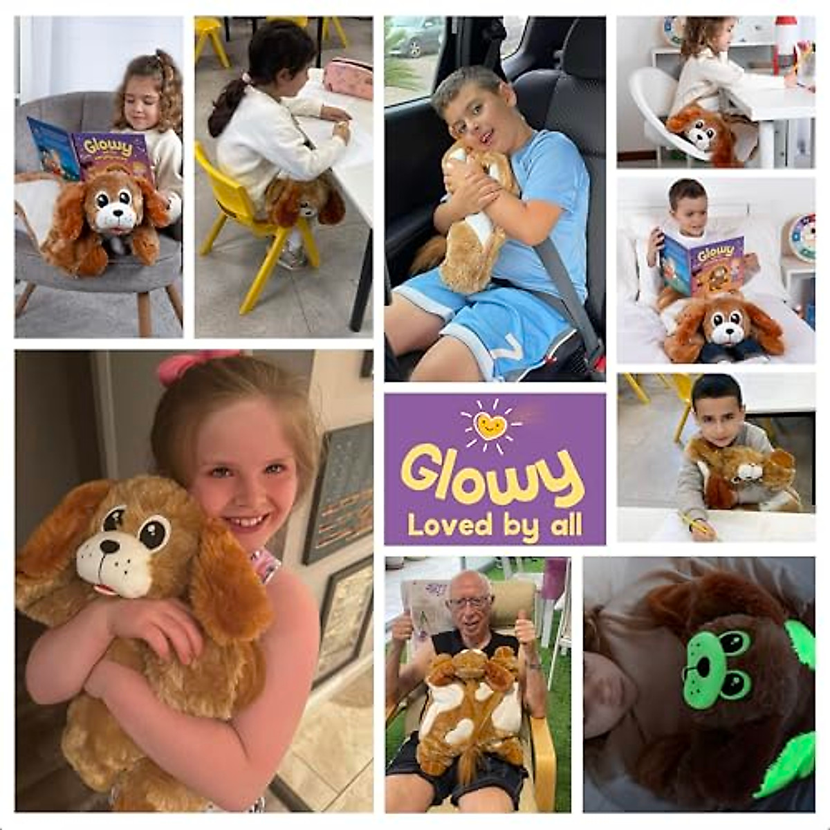 SNUGSHINE Glow in The Dark Weighted Lap Pad, Weighted Hugging Stuffed Animal, Sensory Products Calming, Weighted Lap Animal 4 Lbs, Weighted Lap Pad for Kids
