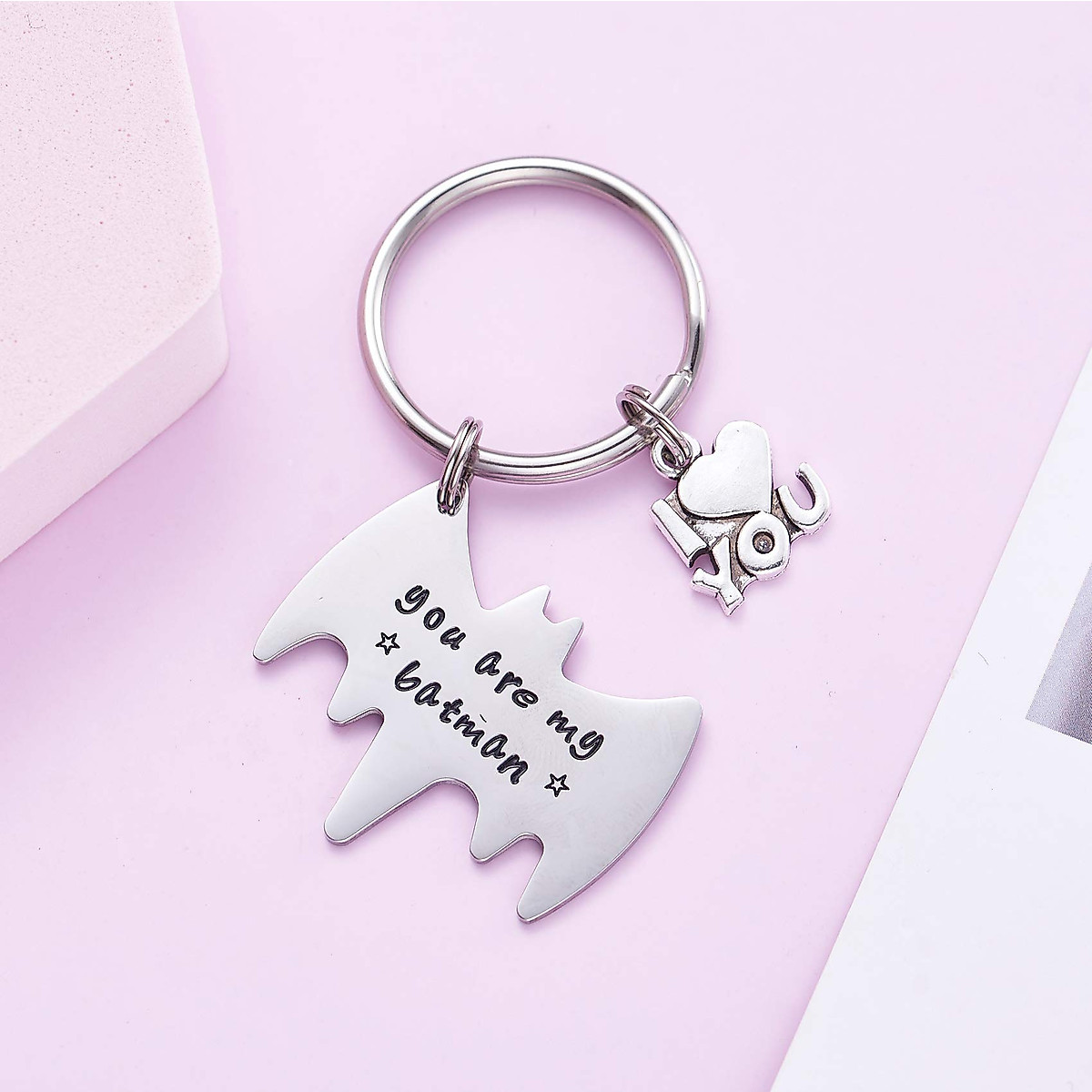 Melix Home Boyfriend Gifts Cute Keychain You Are My Batman Superhero Gift for Husband (You Are My Batman)