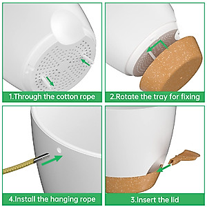 ZMTECH 8 Inch Hanging Planters for Indoor Outdoor Plants, 2 Pack Self Watering Hanging Plant Pots with Drainage Holes and Removable Saucer, Plastic Flower Hanging Pots with Watering Lip (White)