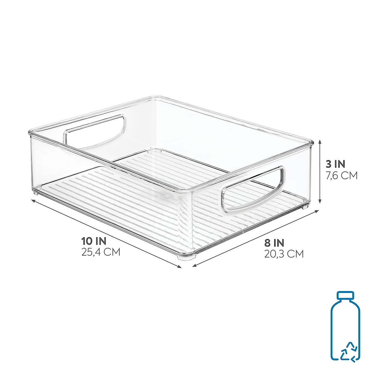 iDesign Linus Plastic Storage Bin with Handles for Kitchen, Fridge, Freezer, Pantry, and Cabinet Organization, BPA-Free, Clear
