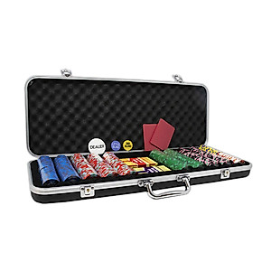 DA VINCI Unicorn All Clay Poker Chip Set with 500 Authentic Casino Weighted 9 gram Chips, Black ABS Case, 2 Decks of Plastic Playing Cards, Dealer Buttons and 2 Cut Cards