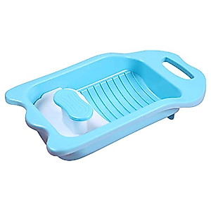 DOITOOL Washboard Basin for Hand Washing Clothes, Mini Hand Wash Board Non-slip Plastic Washing Board Washtub Cleaning Basin