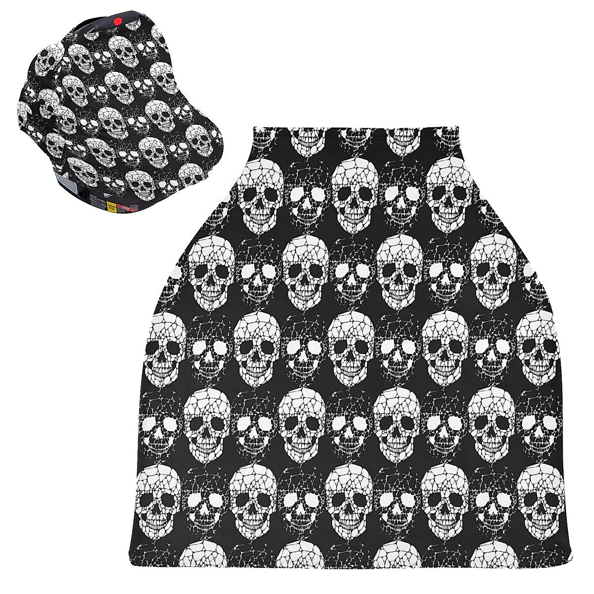 Nursing Cover Breastfeeding Scarf Gothic Skull- Baby Car Seat Covers, Stroller Cover, Carseat Canopy (n)
