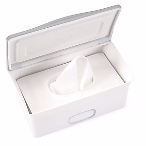 Ubbi Baby Wipes Dispenser with Weighted Plate and Secure Seal, Nursery and Baby Registry Essential to Keep Wipes Fresh, Gray