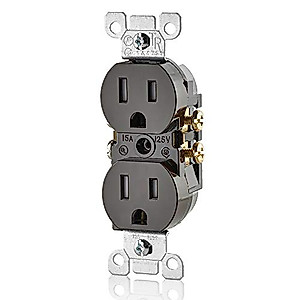 Leviton T5320-E 15 Amp, 125 Volt, Tamper Resistant, Duplex Receptacle, Residential Grade, Grounding, Black