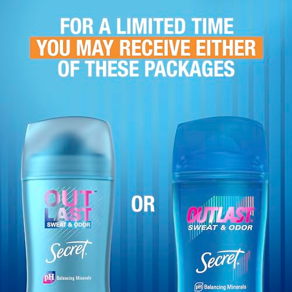 Secret Outlast Antiperspirant Deodorant for Women, Sweat & Odor Protection, PH Balancing Minerals, Clear Gel, Unscented, 2.6 oz