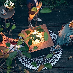 Nuu Garden 30-Inch Propane Fire Pit Table, 40,000 BTU Steel Fire Table for Outside with Lid and Fire Glass Beads and Cover for Parties, Patio, Backyard, Brown