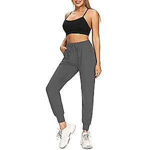FULLSOFT 3 Pack Sweatpants for Women-Womens Joggers with Pockets Athletic Leggings for Workout Yoga Running(Black,Dark Grey,Pink,Large)