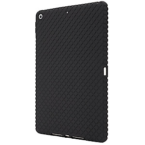 Veamor 10.2 in Silicone Back Case Cover, Anti Slip Rubber Protective Skin Soft Bumper for Apple iPad 9th (2021)/8th (2020)/7th (2019) Gen, Kids Friendly/Lightweight/Ultra Slim/Shockproof (Black)