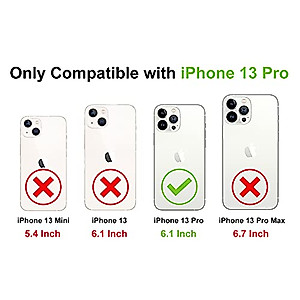 SAMONPOW Compatible with iPhone 13 Pro Case with Card Holder Wallet Dual Layer Hybrid Case Heavy Duty Protection Shockproof Anti Scratch Soft Rubber Bumper Case for iPhone 13 Pro 6.1 inch White