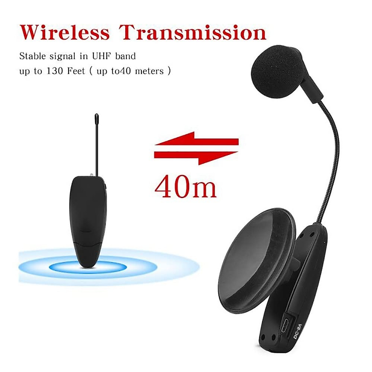 n/a Wireless Instrument Microphone Suction Cup Condenser Gooseneck Mic Voice Recording Live Show for Guitar Violin Bas