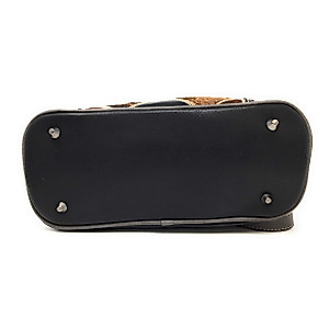 Concealed Carry Hobo Double Flat Strap Purse Southwest Cowhide & Matching Wallet (Black)