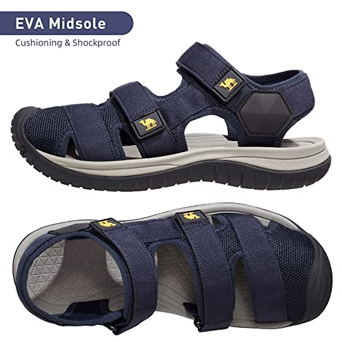 CAMELSPORTS Men's Hiking Sandals Closed Toe Beach Sandal Waterproof Sport Fisherman Sandals Water Shoes for Outdoor Athletic Walking